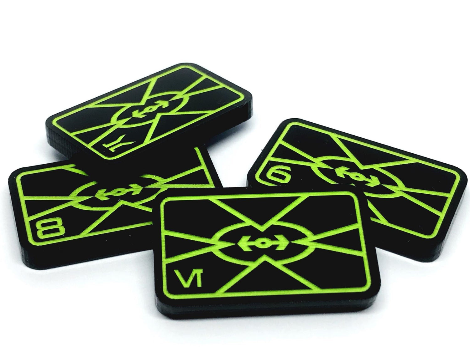 4 x Rebel Target Lock Themed Tokens (Double Sided Aurebesh & Numbers)